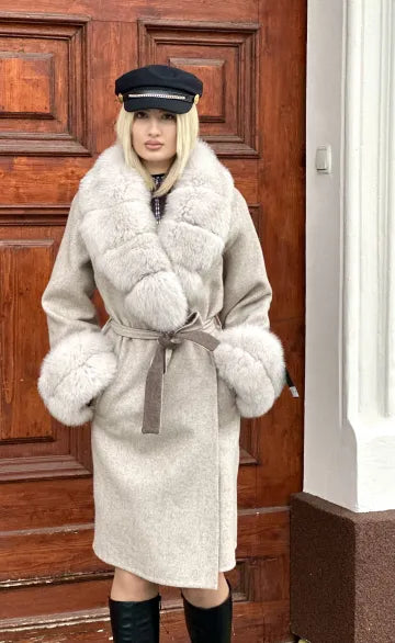 Palton din lana alcantara SS Beige – ELVE STYLE SRL